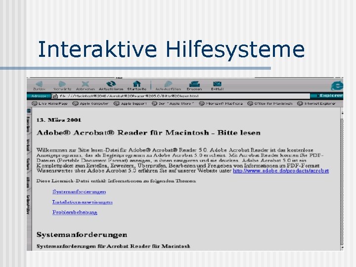 Interaktive Hilfesysteme Interaktive Hilfesysteme Was ist ein Hilfesystem