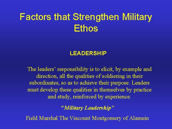 Military Ethos Mr John Williamson Military Ethos THAT