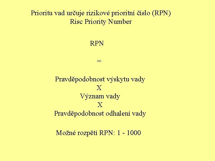 Metoda FMEA Analza monost vzniku chyb Failure Mode