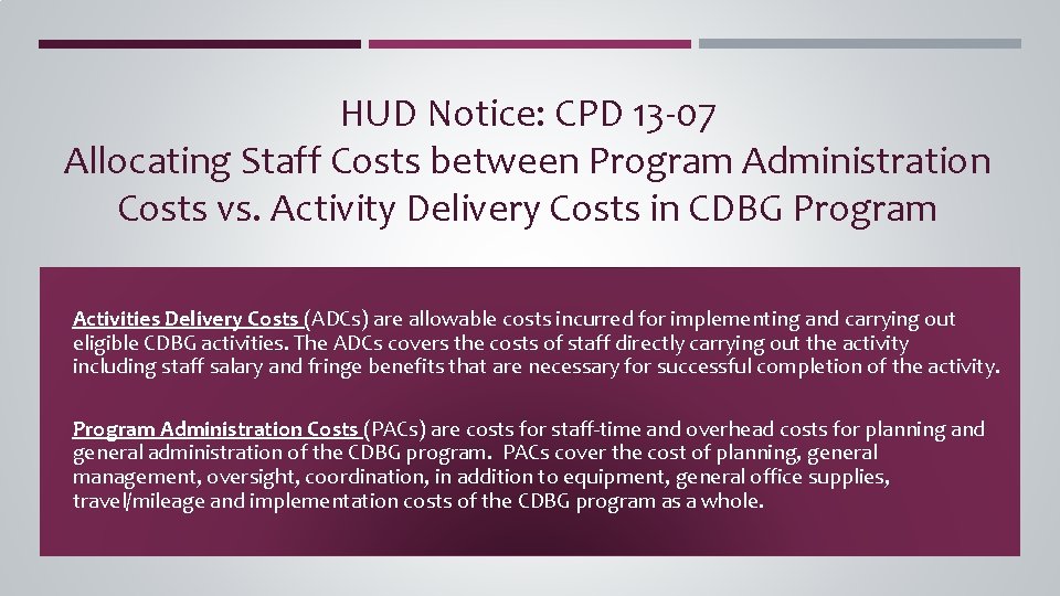 HUD Notice CPD 13 07 Allocating Staff Costs