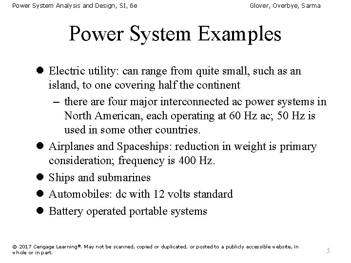 Power System Analysis and Design SI 6 e