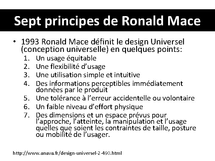 DESIGN INCLUSIF Cours Master Pro 2012 2013 Institut