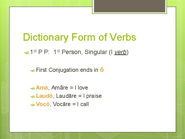 Verbs Chapter 2 Person and Number English verbs