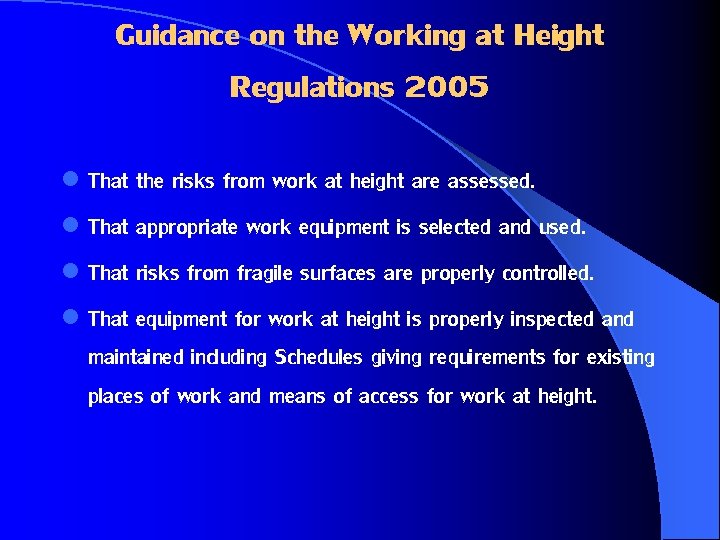 Guidance on the Working at Height Regulations 2005