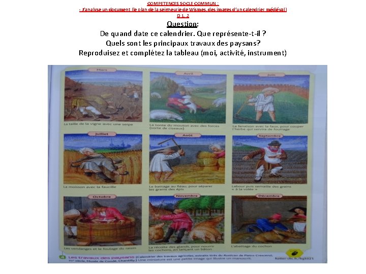 COMPETENCES SOCLE COMMUN Janalyse un document le plan