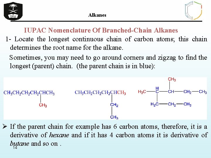 Saturated Hydrocarbons Alkanes Alkanes Learning Objectives Chapter one