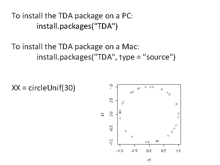 To install the TDA package on a PC
