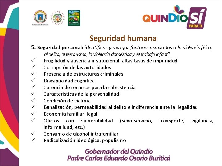 SEGURIDAD HUMANA Y CONVIVENCIA Programa Seguridad Humana como