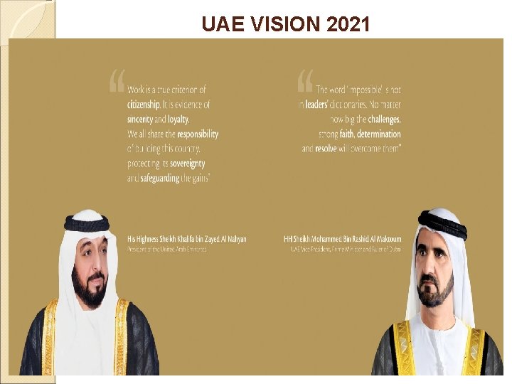 UAE GOVERNMENT STRATEGIES 2011 2013 UAE VISION 2021
