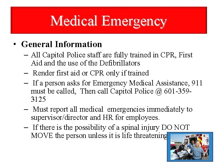 DFA Emergency Procedures Severe Weather Fire Evacuation Medical