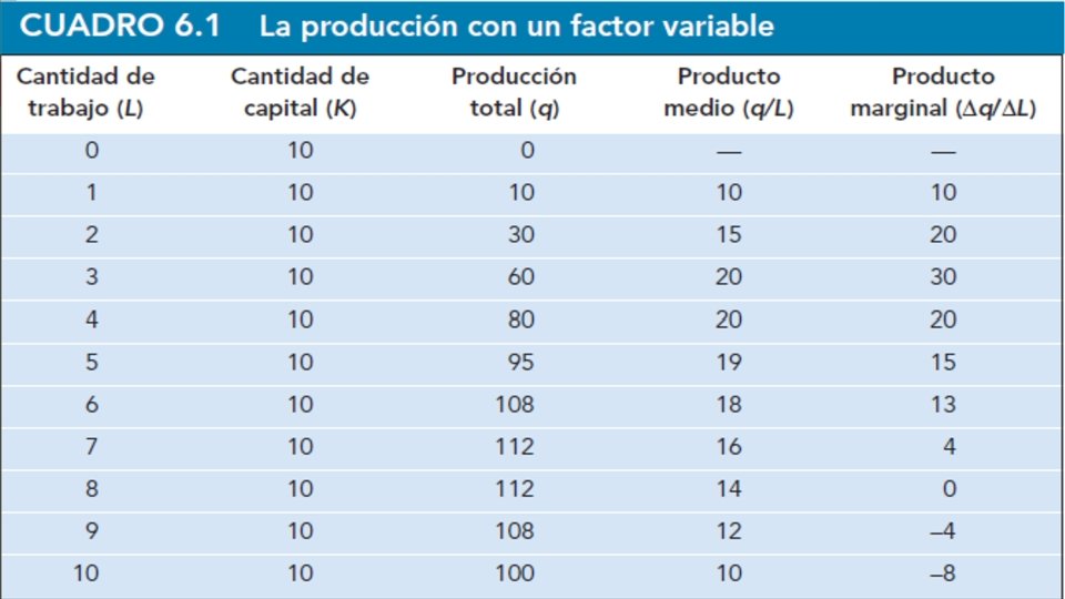 Teora del Productor Un factor variable y Dos