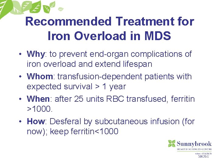 Iron Overload in Chronic Anaemias Dick Wells MD