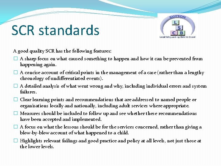 Learning Review Sutton LSCB learning from Serious Case