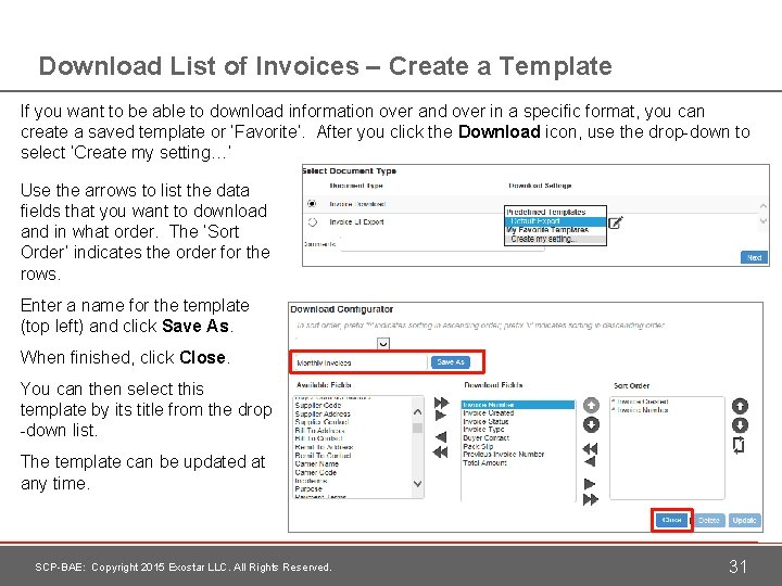 Invoices Training Presentation for Supply Chain Platform BAE