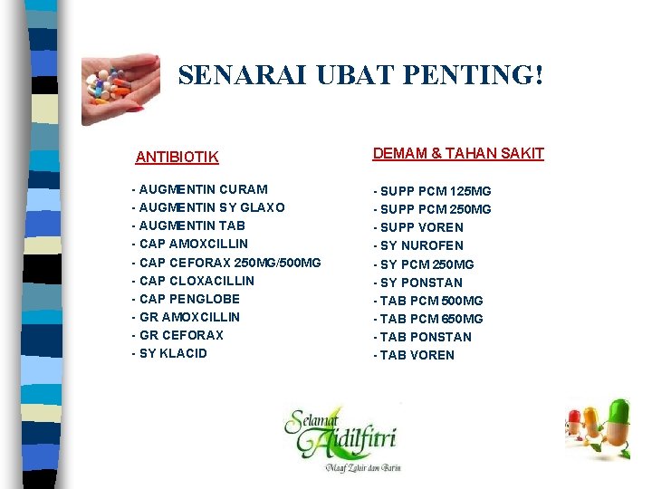 PHARMA CLINIC PHARMA STORE HARI RAYA GUIDE LINE