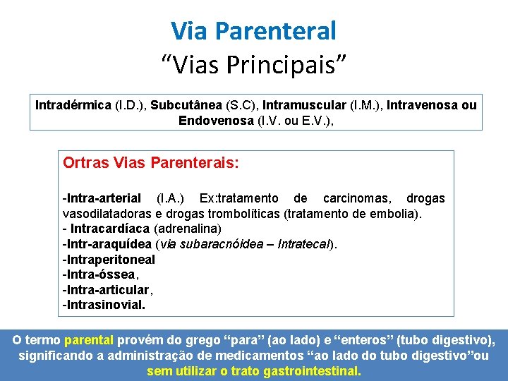 AULA FARMACOLOGIA I Vias de Administrao de Frmacos