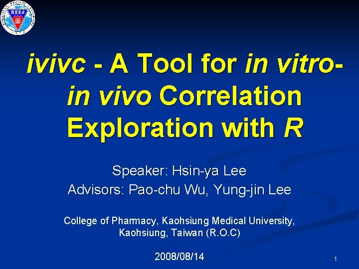 ivivc A Tool for in vitroin vivo Correlation