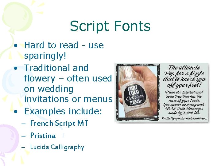 Principles of Typography Photoshopyay Fonts Different fonts send