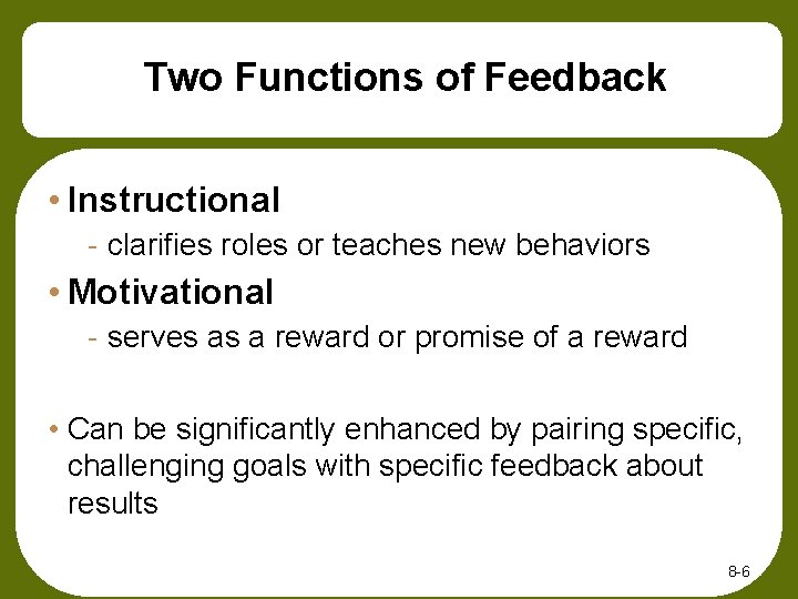 Chapter Eight Improving Performance with Feedback Rewards and