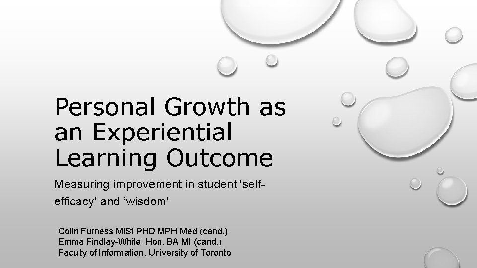 Personal Growth as an Experiential Learning Outcome Measuring