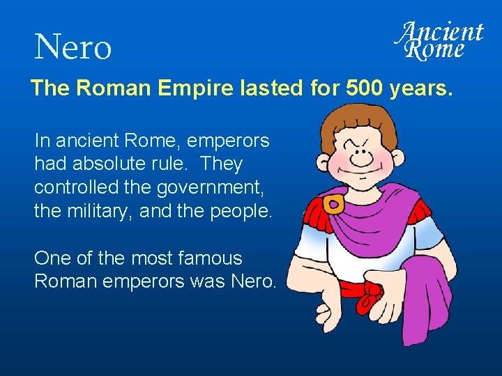 Nero at the Circus Maximus Written by Lin