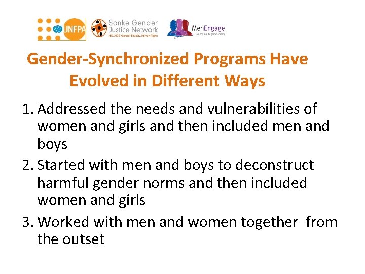 Addressing gender norms and the role of men