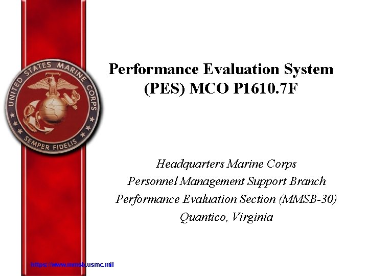 Performance Evaluation System PES MCO P 1610 7