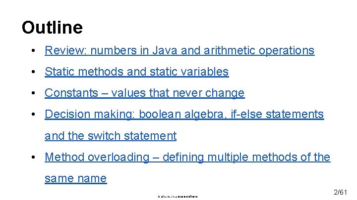 Lecture 7 Static Methods Constants and Making Decisions