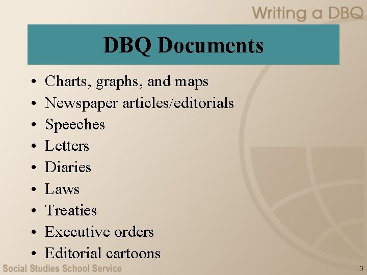 WRITING A DBQ AP U S History What