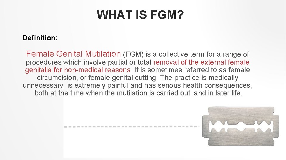 VIOLENCE PREVENTION FEMALE GENITAL MUTILATION Dr Richard Fawcett