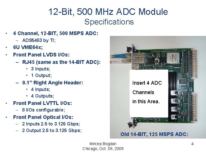 12 BIT 500 MHz ADC Module for the
