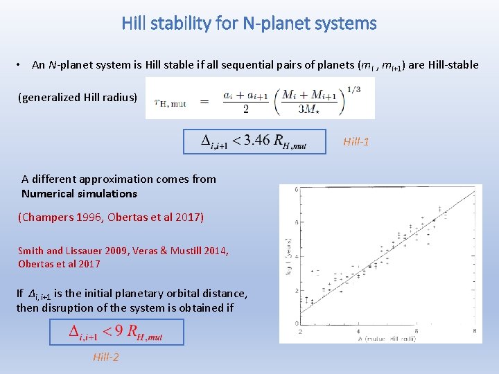 outline Model equations and Integrals The Hill type