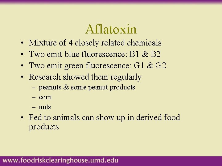 Aflatoxin Risk Assessment Red Book Model Exercise Charles