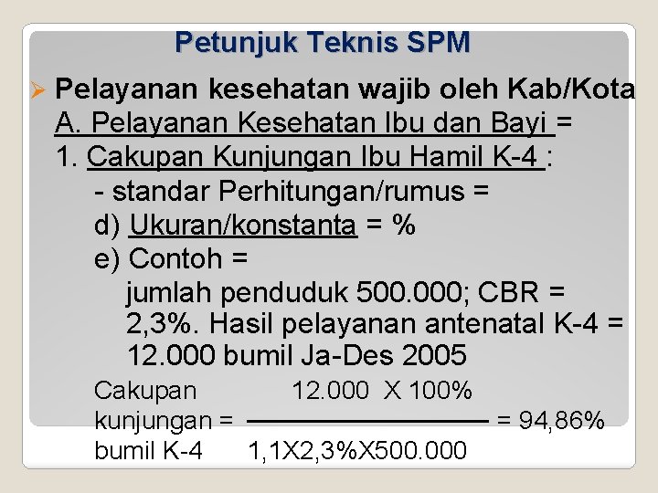STANDAR PELAYANAN MINIMAL SPM BIDANG KESEHATAN DI KABUPATENKOTA