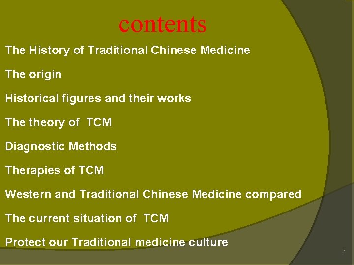 contents The History of Traditional Chinese Medicine The