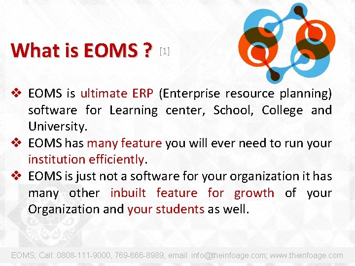 EOMS Educational Organization Management System Simple Easy Fast