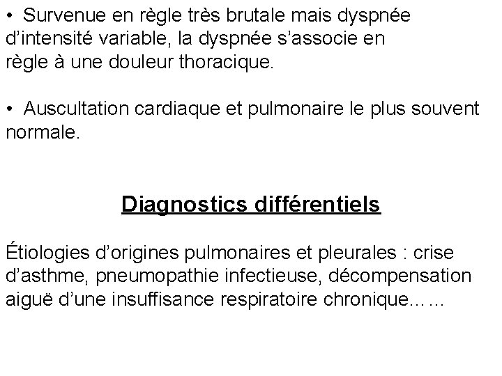 TD CAT devant une dyspne en cardiologie Pr