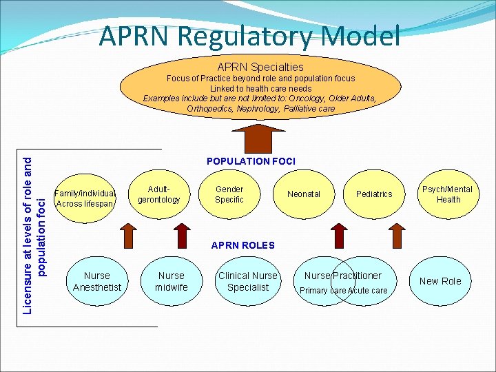APRN Regulatory Model APRN Specialties POPULATION FOCI population