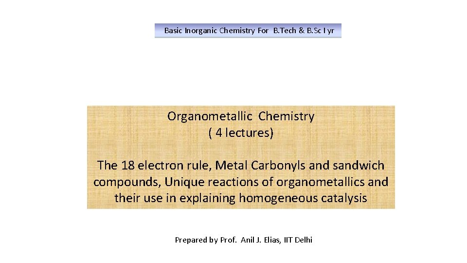 Basic Inorganic Chemistry For B Tech B Sc