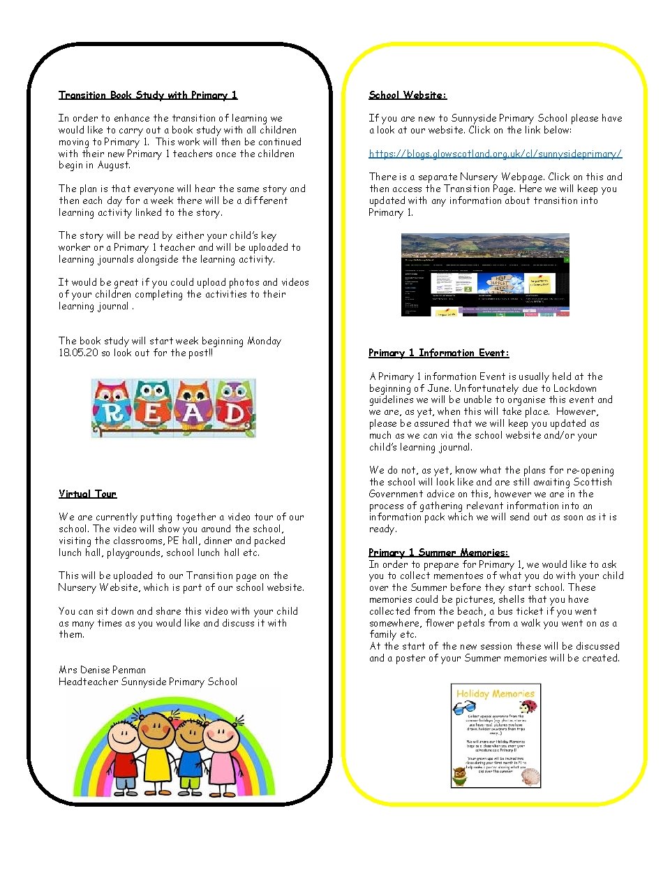 Transition Book Study with Primary 1 School Website