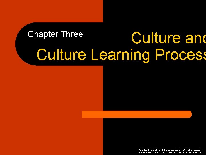 Chapter Three Culture and Culture Learning Process c