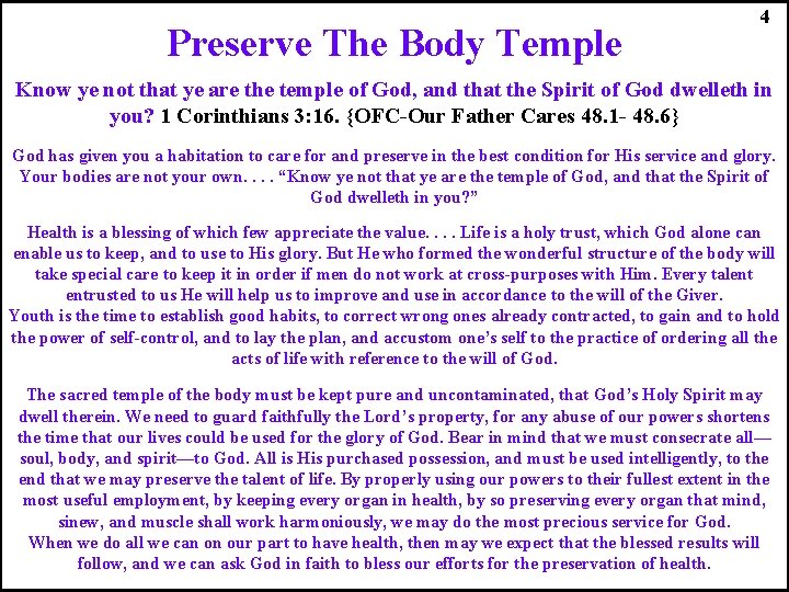 1 The Sanctuary of our Body THE THIRD