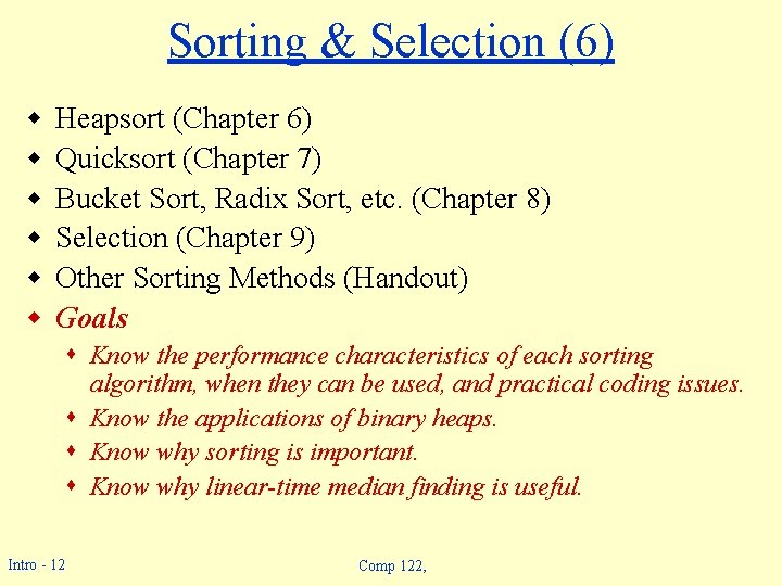 COMP 122 Design and Analysis of Algorithms Spring