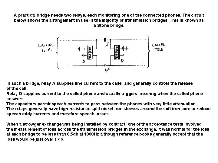 Transmission Bridges All calls through an exchange require
