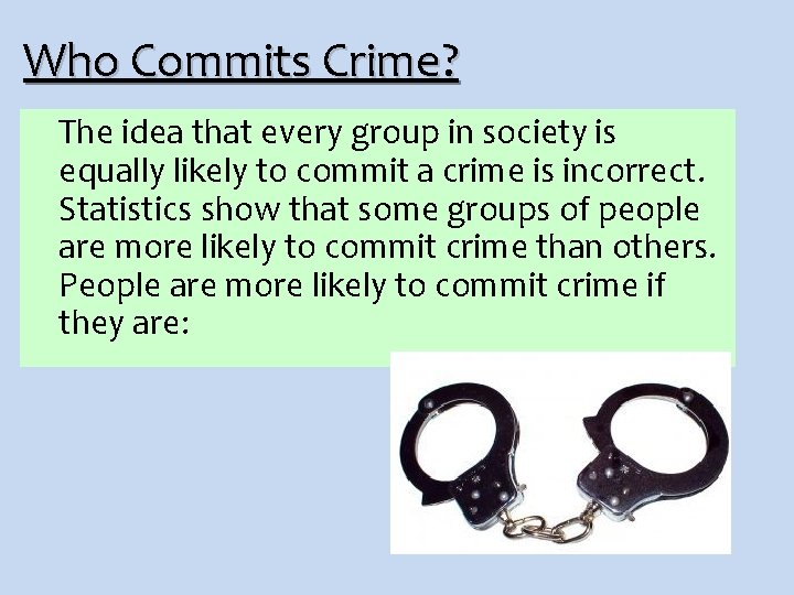 Crime and Law Types of Crime Type of