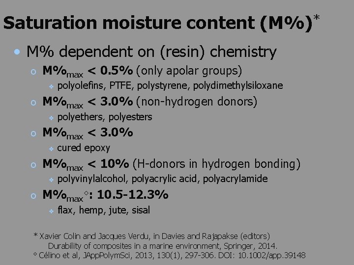 Durability of composites in the marine environment John
