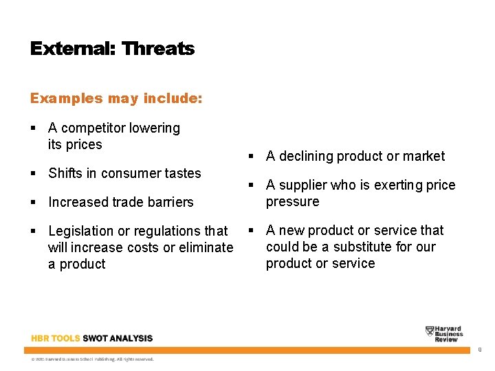 HBR TOOLS SWOT ANALYSIS Meeting Deck How to