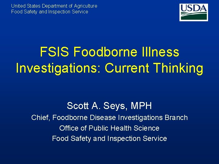 United States Department of Agriculture Food Safety and