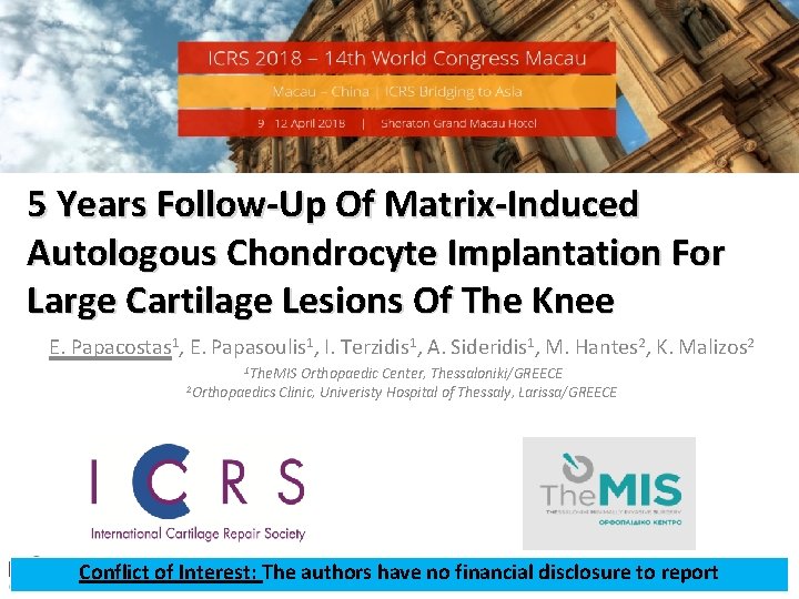 5 Years FollowUp Of MatrixInduced Autologous Chondrocyte Implantation