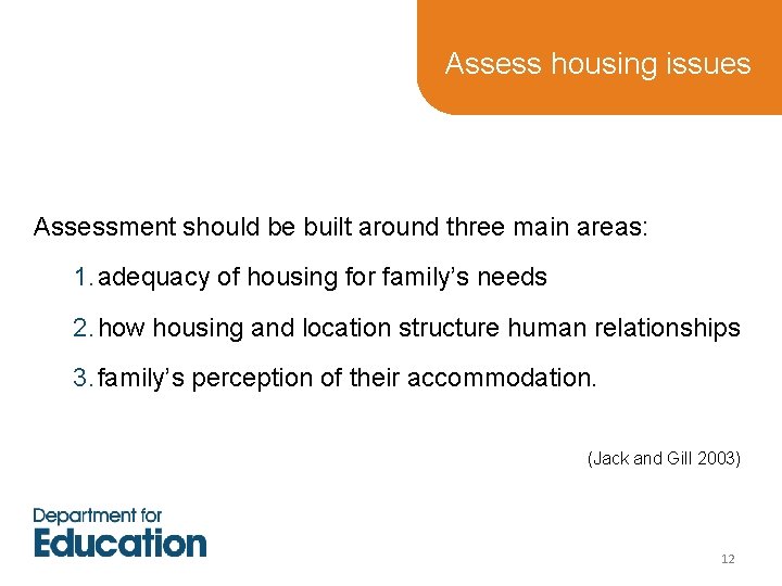 Understanding family and environmental factors Assessment Analysis and